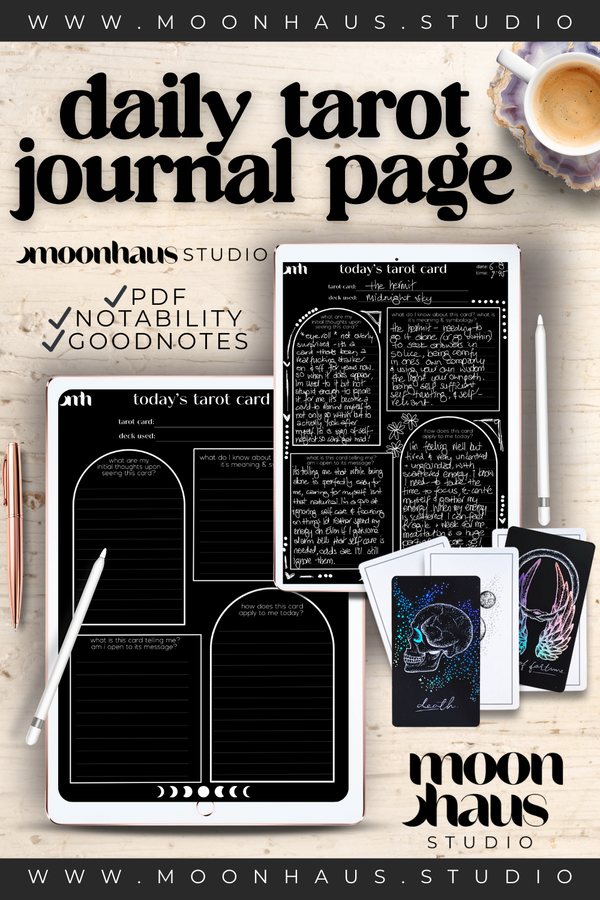digital tarot journal page for daily card PDF: use with Notability, Go ...