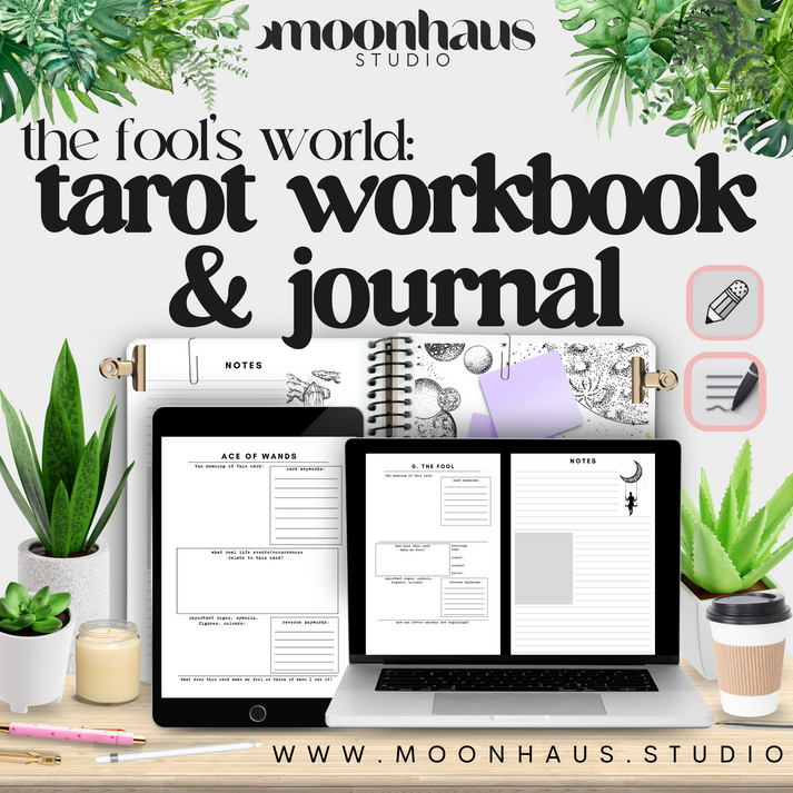 tarot workbook-journal: printable - the fool’s world – MoonHaus Studio