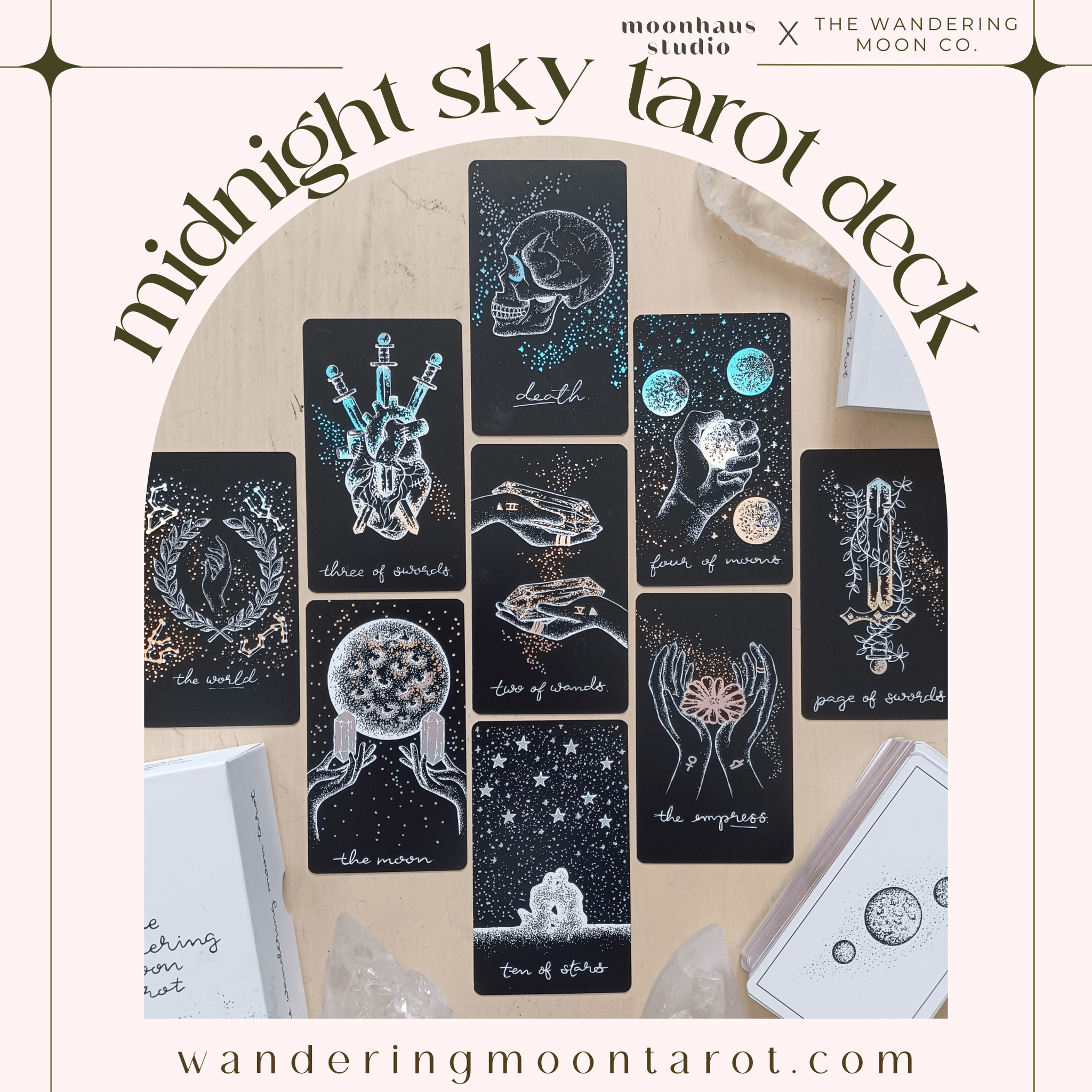 Midnight Sky indie tarot deck: special edition holographic tarot cards – moon haus studio