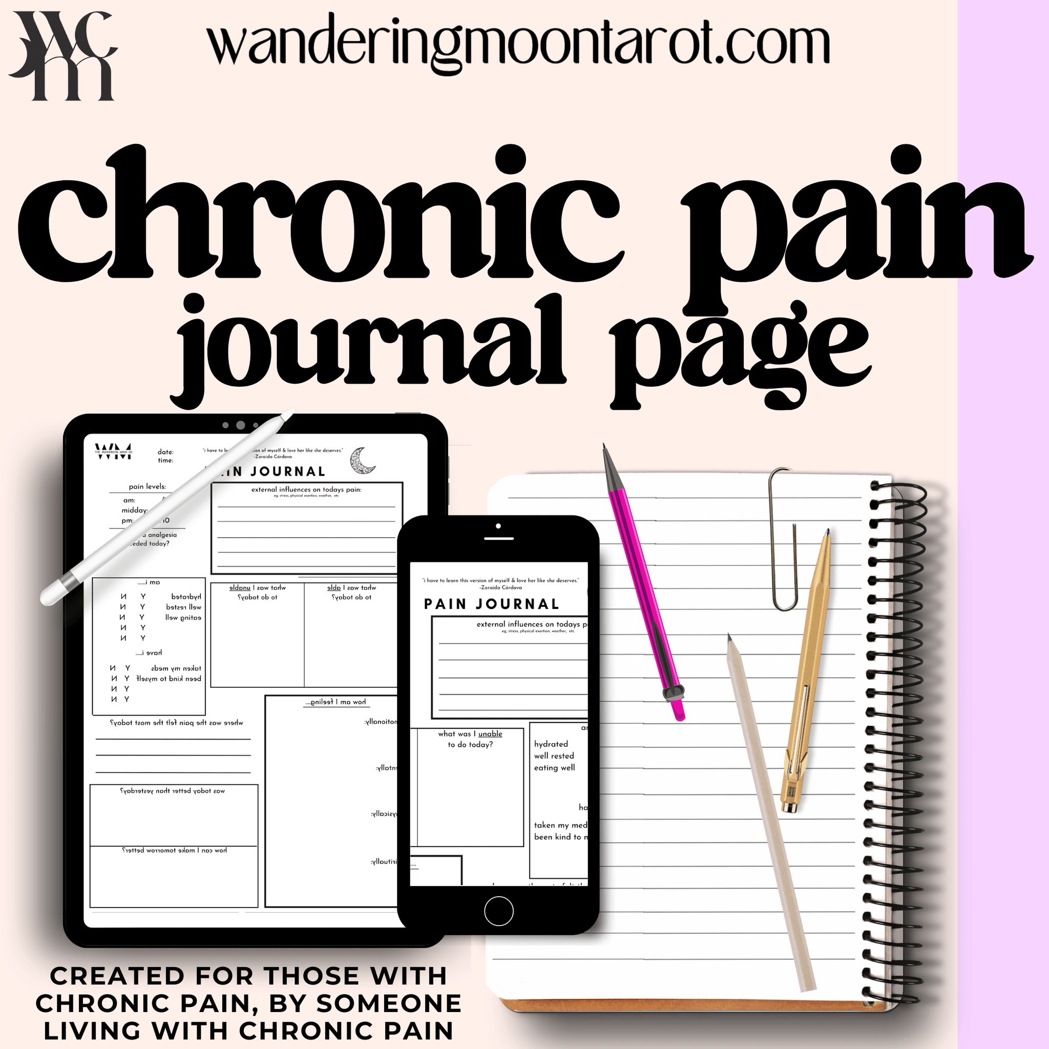 pain & symptom tracker: digital, printable, instant download – MoonHaus ...