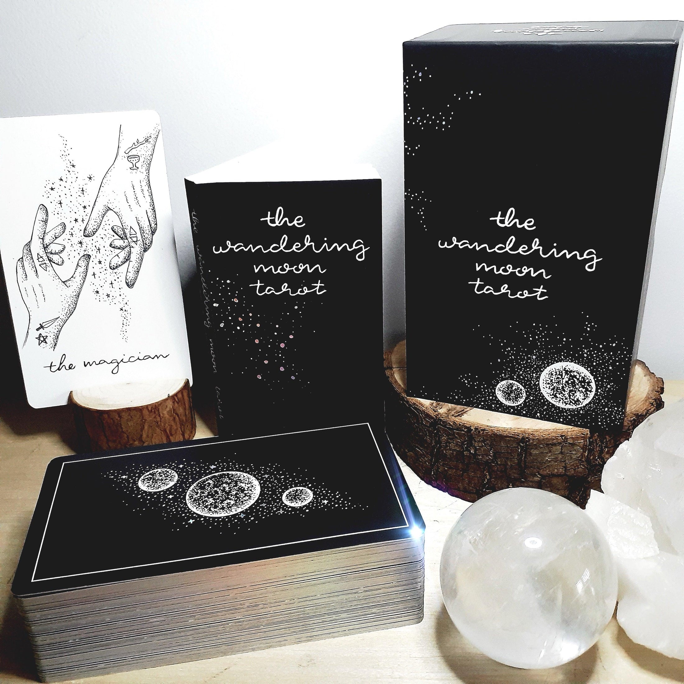 the wandering moon tarot deck: indie tarot with guidebook, 81 cards – moon haus studio